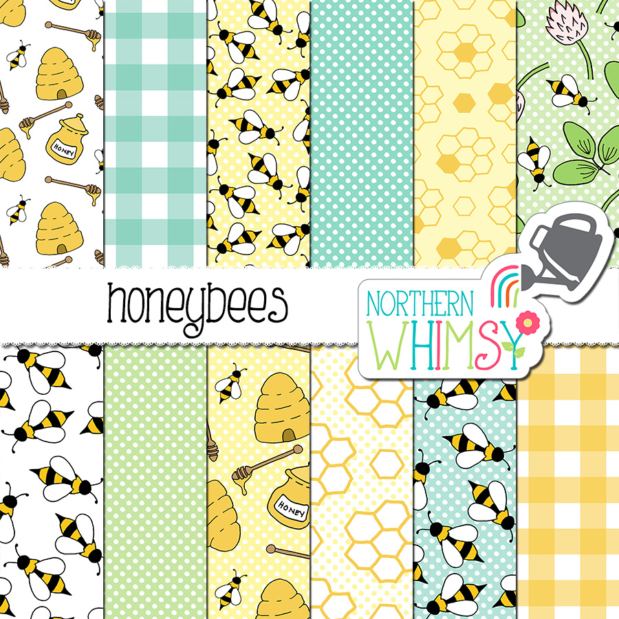 Bee Digital Paper - Honeybee Seamless Patterns – Northern Whimsy Design
