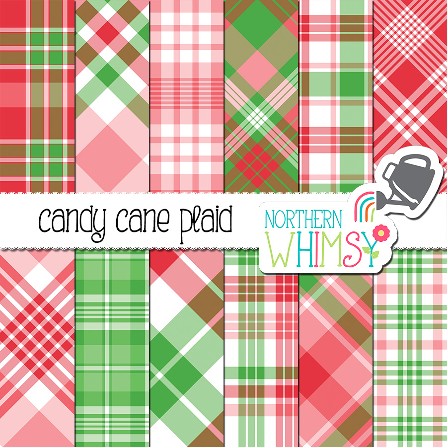 Pink Red and Green Plaid Digital Paper - Candy Cane Plaid – Northern ...