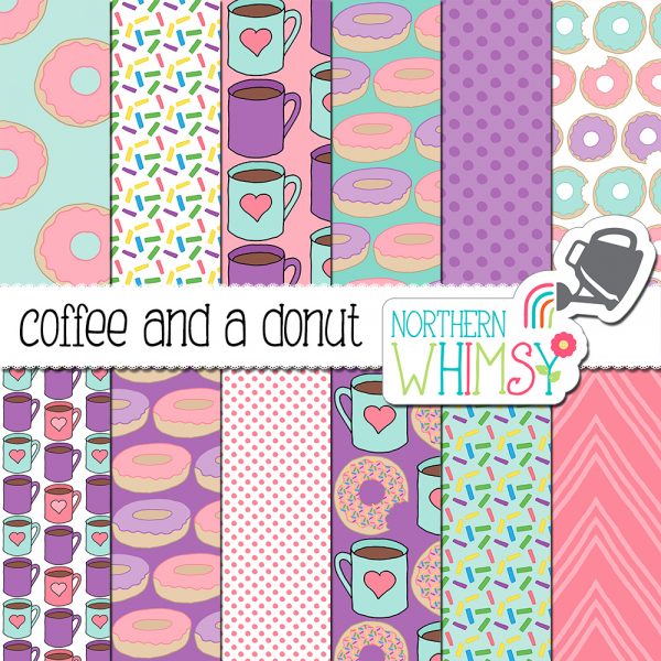 Coffee And Donuts Digital Paper – Northern Whimsy Design