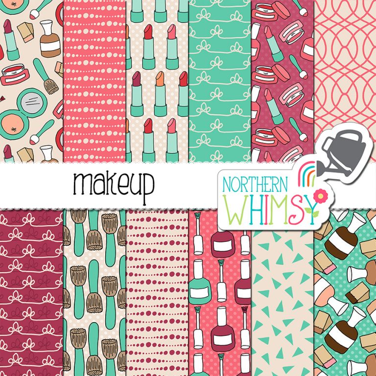 Seamless Makeup Patterns - Cosmetics Digital Paper – Northern Whimsy Design