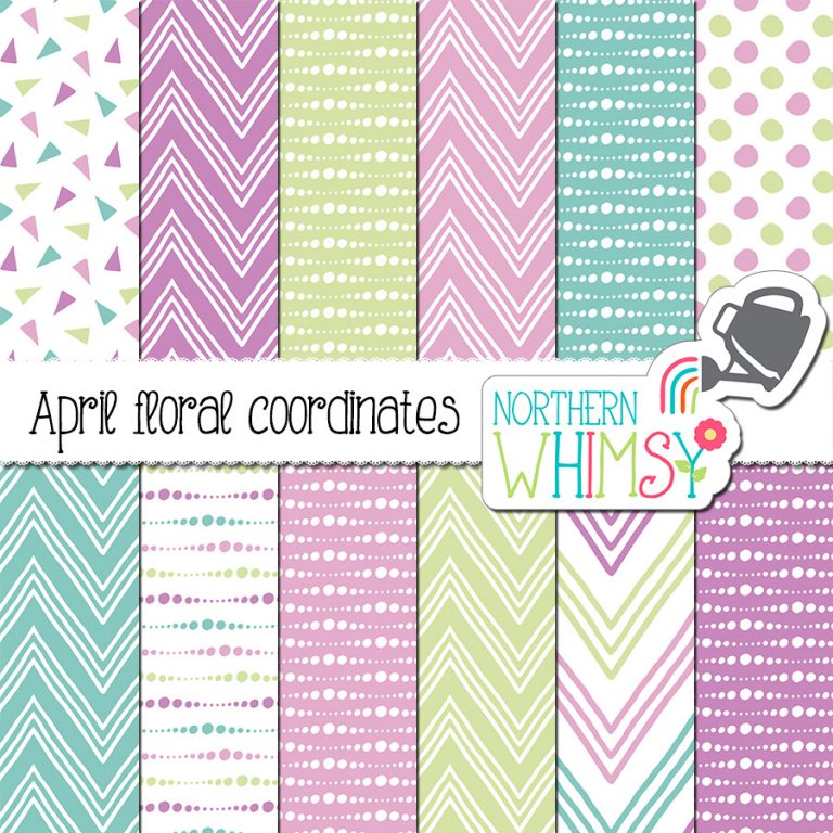 April Floral Geometric Digital Paper – Northern Whimsy Design