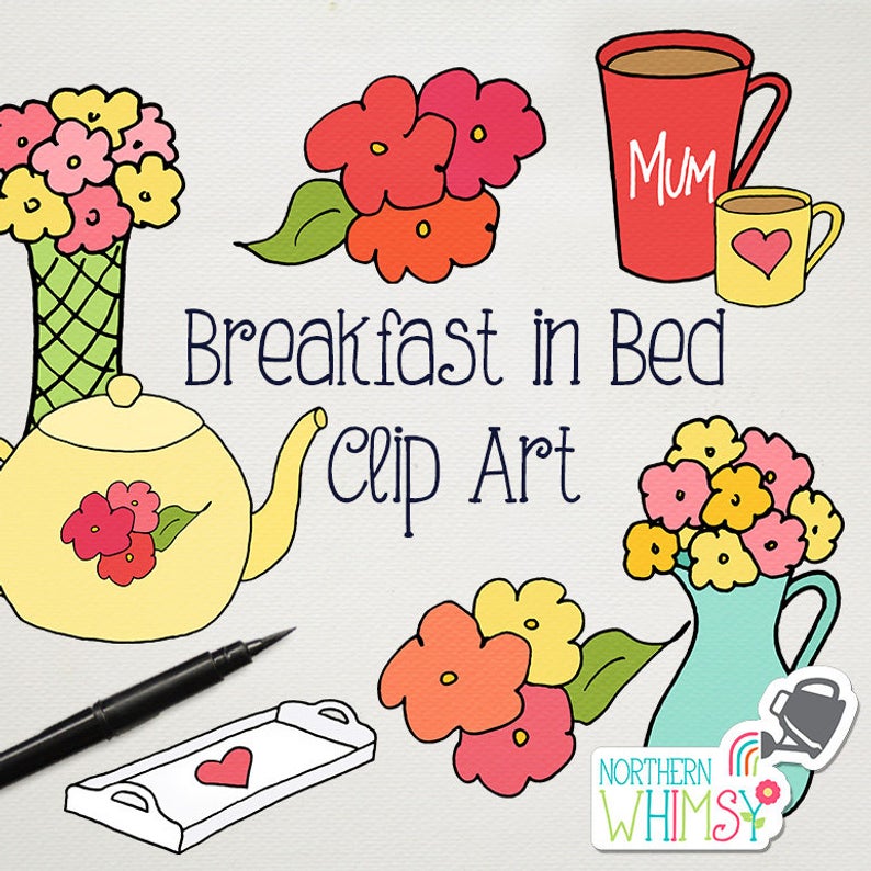 Mother's Day Clip Art - Breakfast In Bed – Northern Whimsy Design