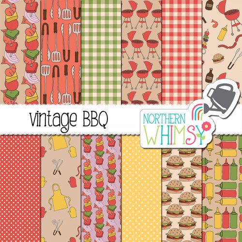 Vintage BBQ Digital Paper – Northern Whimsy Design