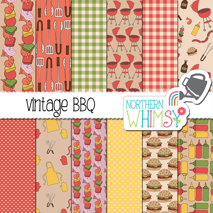 Vintage BBQ Digital Paper – Northern Whimsy Design