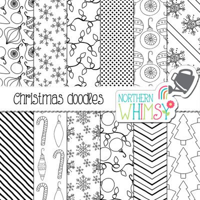 Black and White Christmas Digital Paper – Northern Whimsy Design