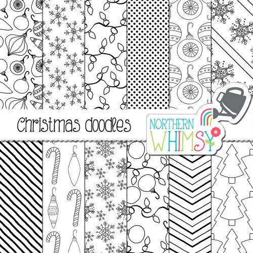 Black and White Christmas Digital Paper – Northern Whimsy Design