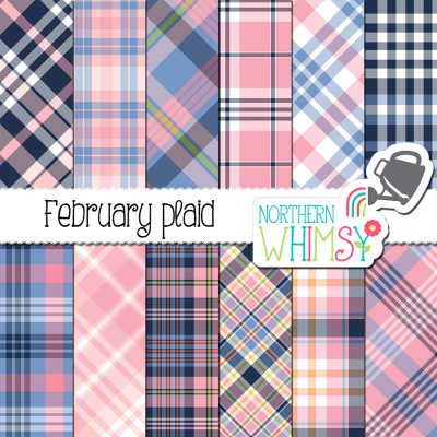 Navy and Pink Plaid Digital Patterns – Northern Whimsy Design