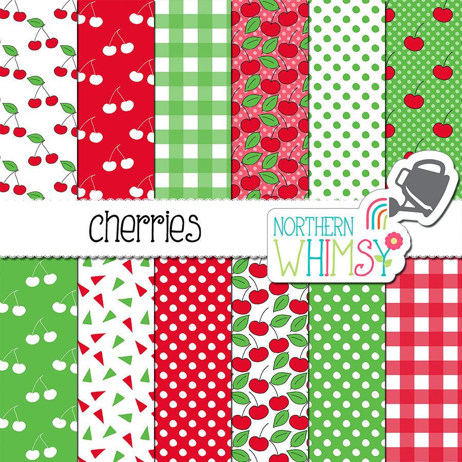 Cherry Digital Paper – Northern Whimsy Design