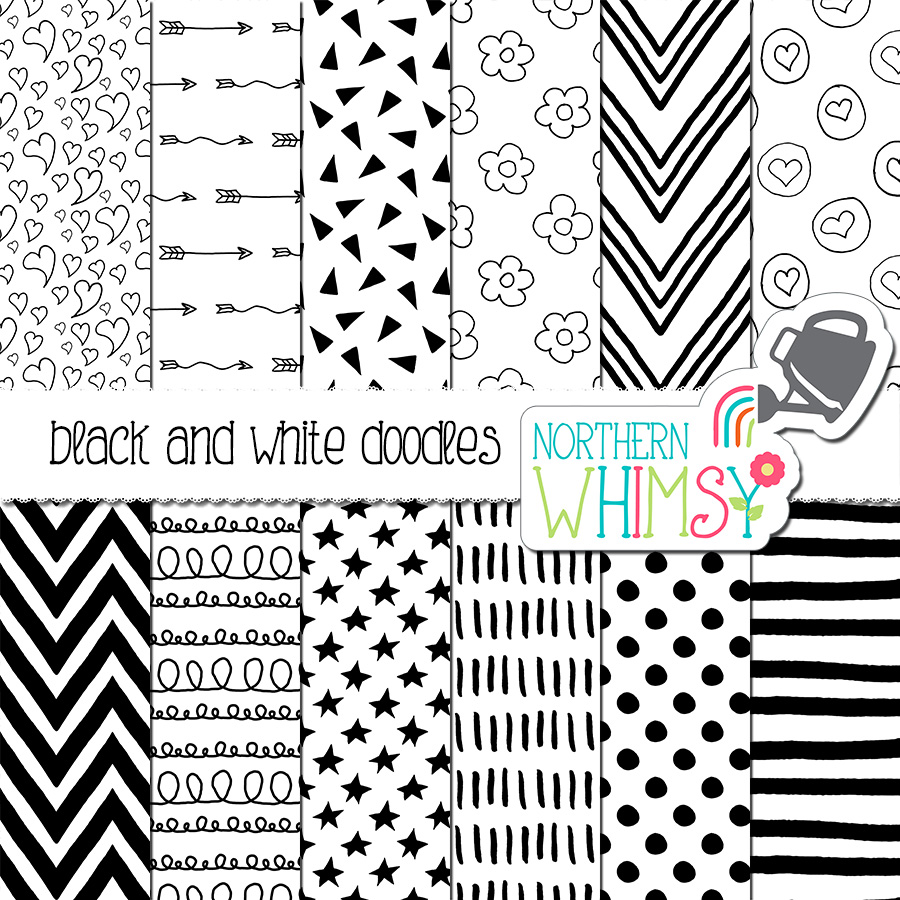 Black and White Doodles - Seamless Patterns – Northern Whimsy Design