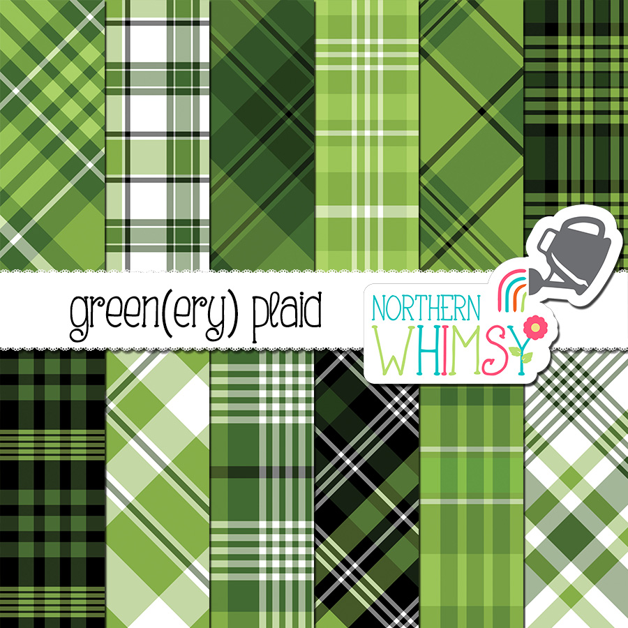 Green Plaid Digital Paper – Northern Whimsy Design