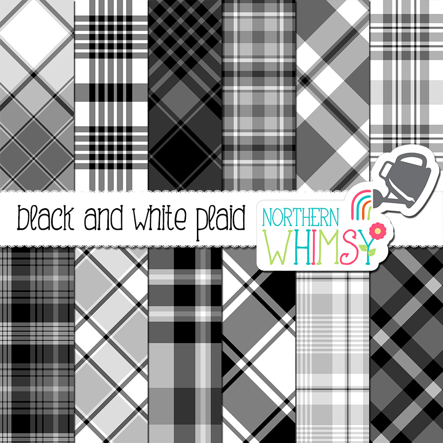 Black and White Plaid Digital Paper – Northern Whimsy Design
