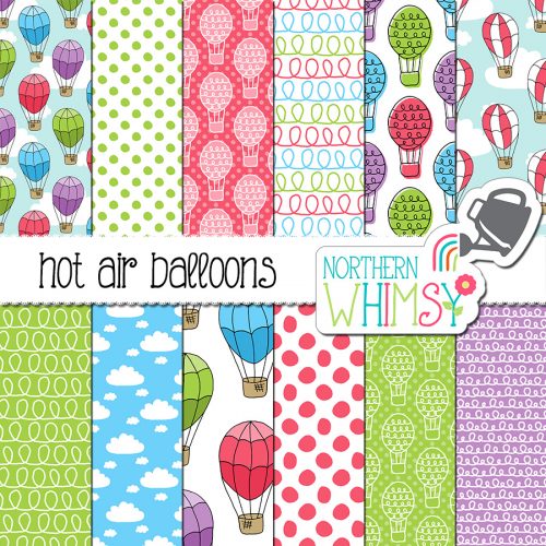 Hot Air Balloons Digital Paper – Northern Whimsy Design