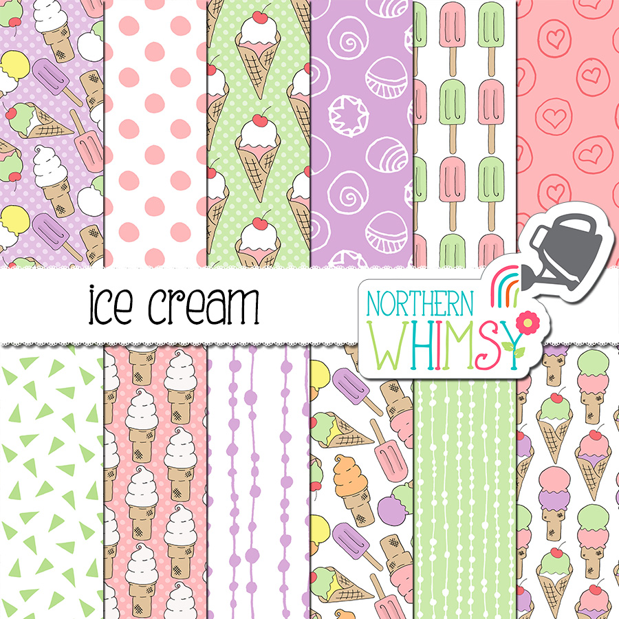 Ice Cream Digital Paper – Northern Whimsy Design