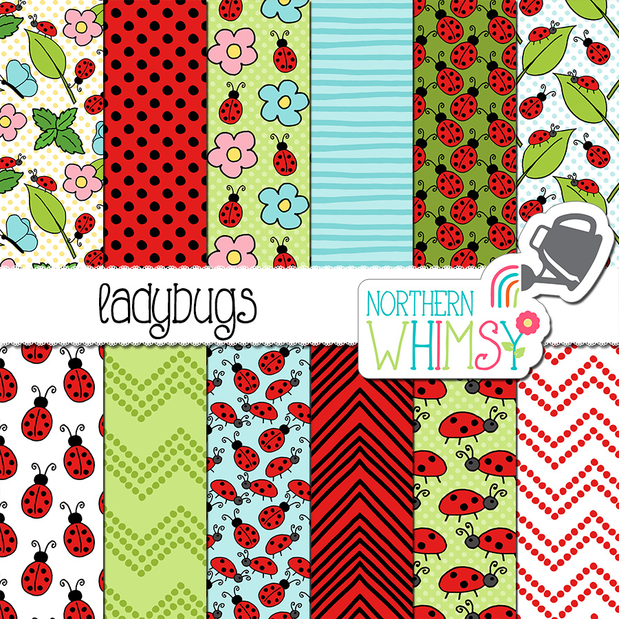 Ladybug Digital Papers - Spring Patterns – Northern Whimsy Design