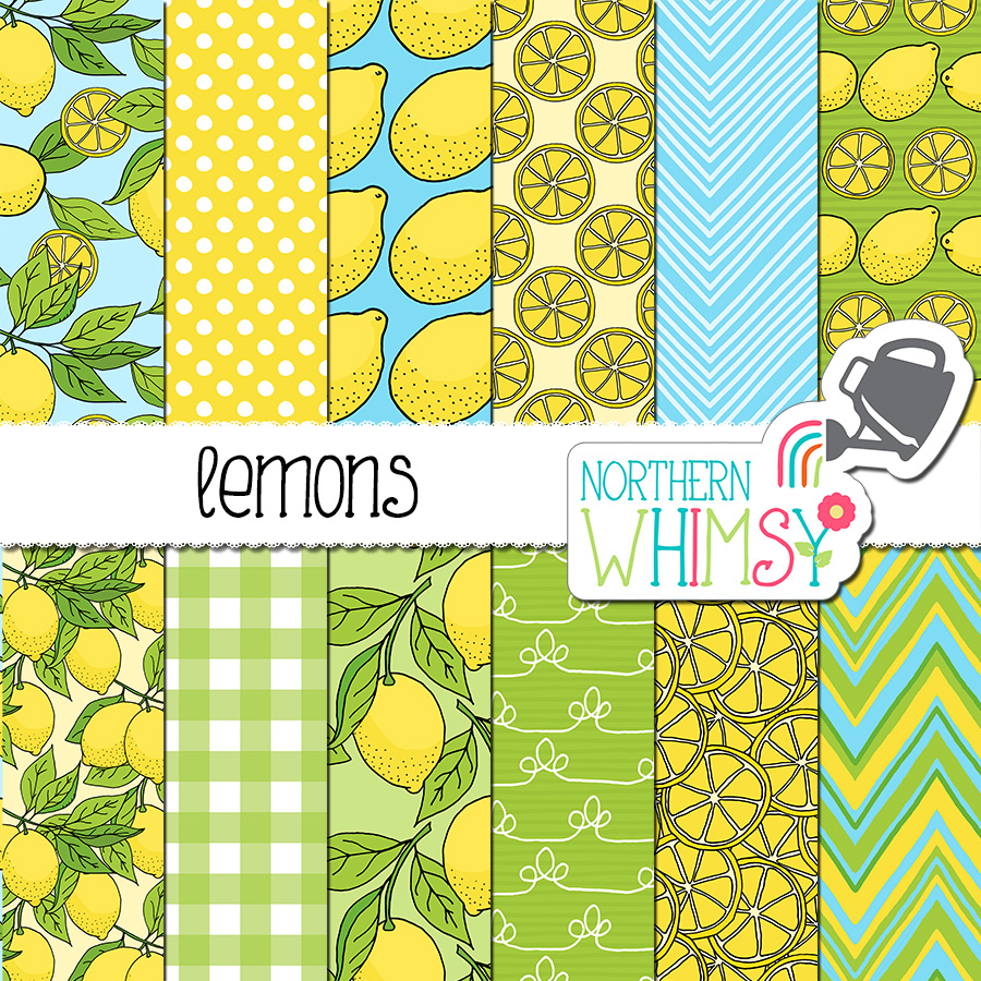 Lemon Digital Paper - Summer Patterns – Northern Whimsy Design