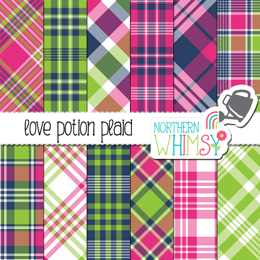 Hot Pink and Lime Plaid Patterns - Love Potion – Northern Whimsy Design