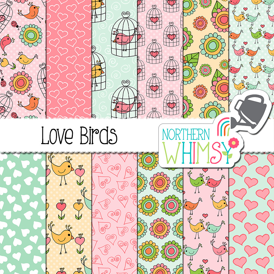 Valentines Day Digital Patterns - Lovebirds – Northern Whimsy Design