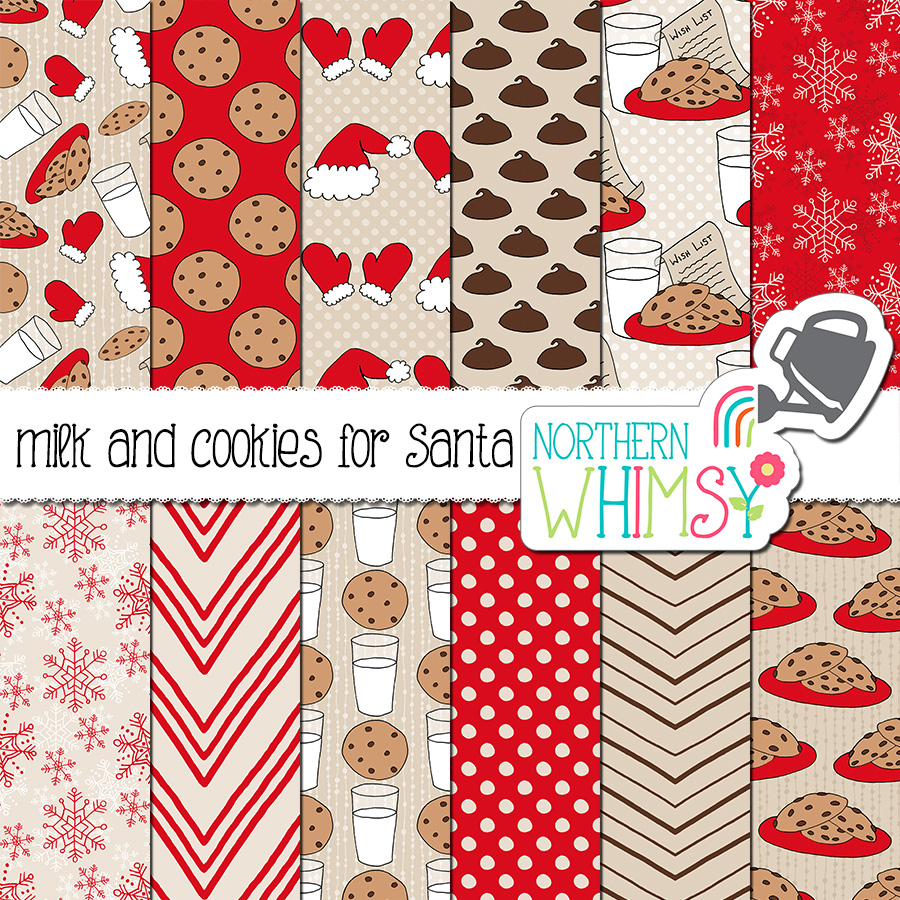 Milk 'n Cookies - Holiday Season Digital Paper – Northern Whimsy Design