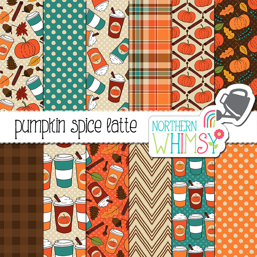 Pumpkin Spice Latte - Fall Digital Paper – Northern Whimsy Design