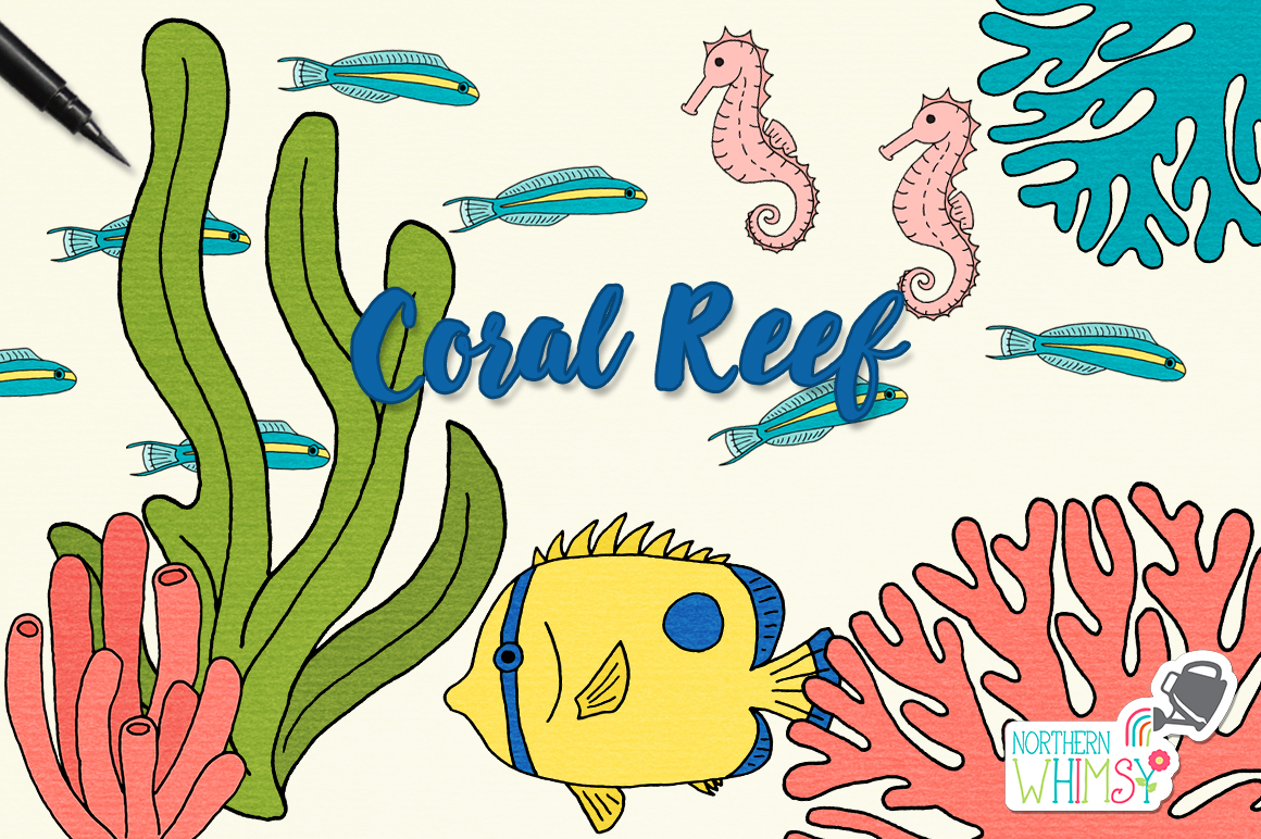 Coral Reef - Tropical Fish Clipart – Northern Whimsy Design