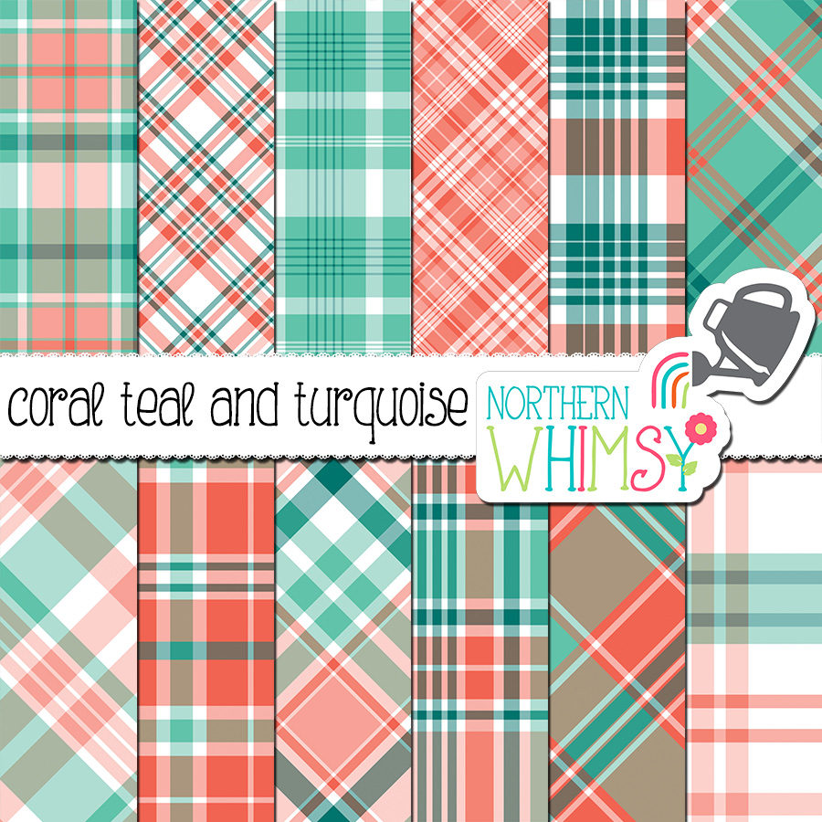 Coral Teal and Turquoise Plaid – Northern Whimsy Design