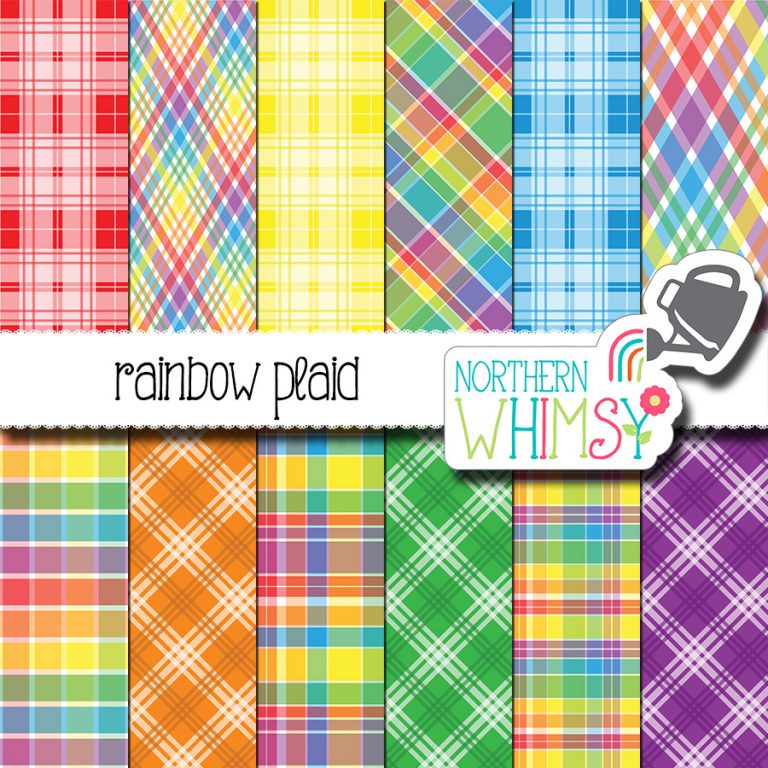 Rainbow Plaid Digital Paper – Northern Whimsy Design