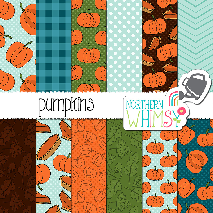 Autumn Pumpkin Digital Paper – Northern Whimsy Design