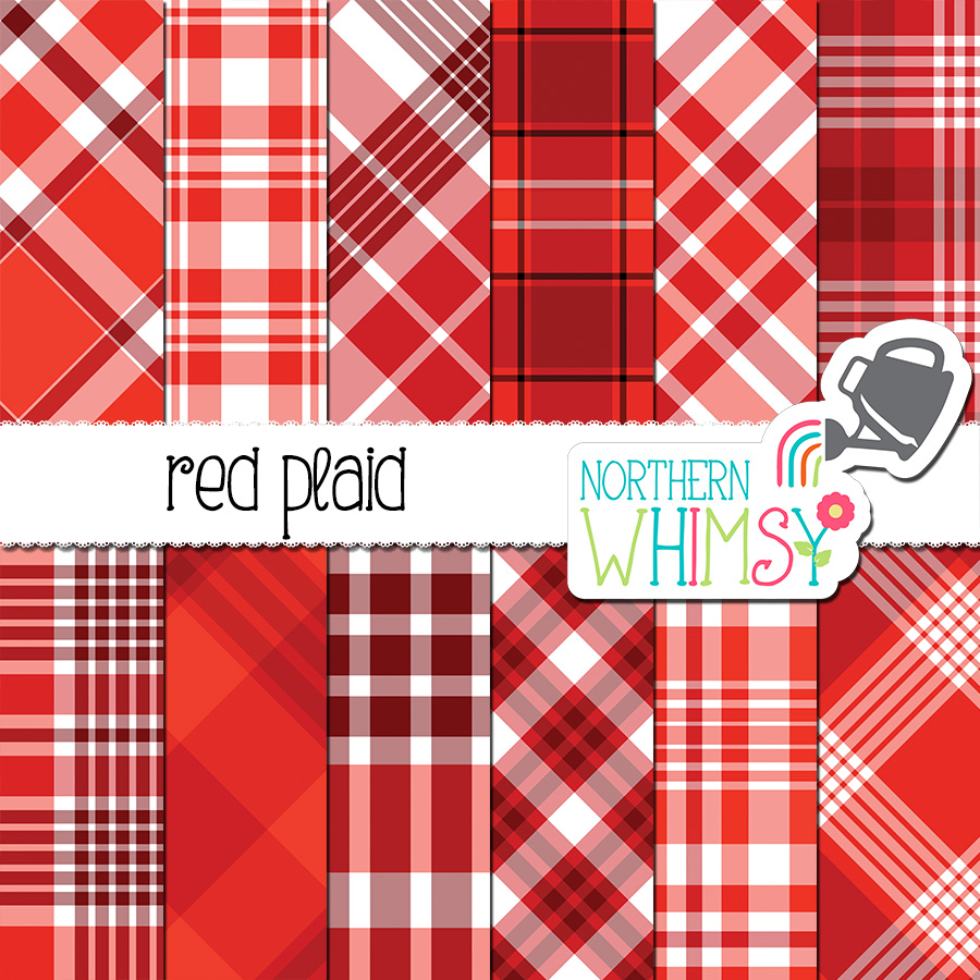Red Plaid Digital Paper – Northern Whimsy Design