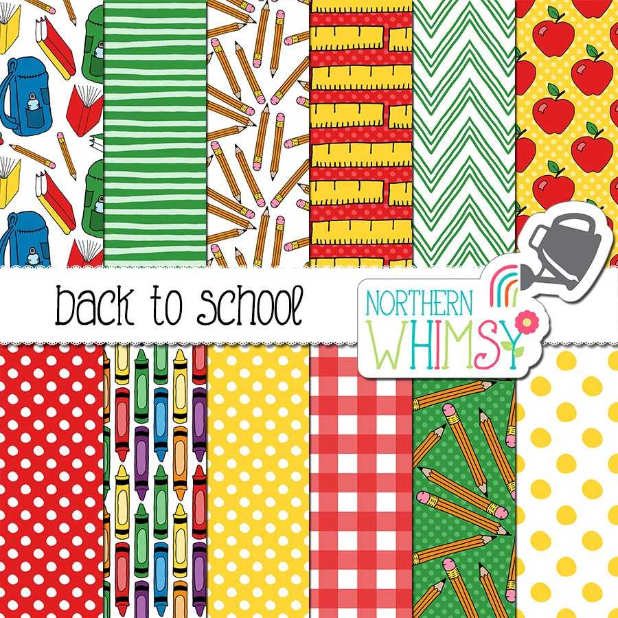 School Digital Scrapbooking Paper – Northern Whimsy Design