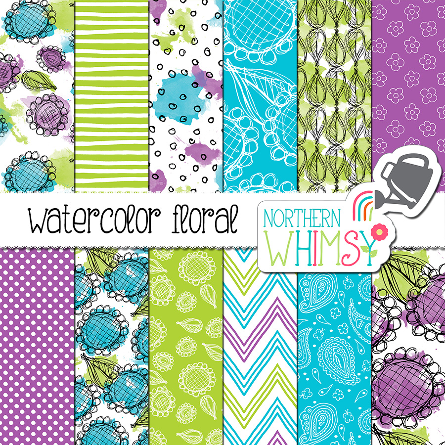 Watercolor Floral Digital Paper – Northern Whimsy Design