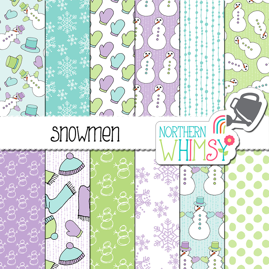 Snowmen - Winter Digital Paper – Northern Whimsy Design