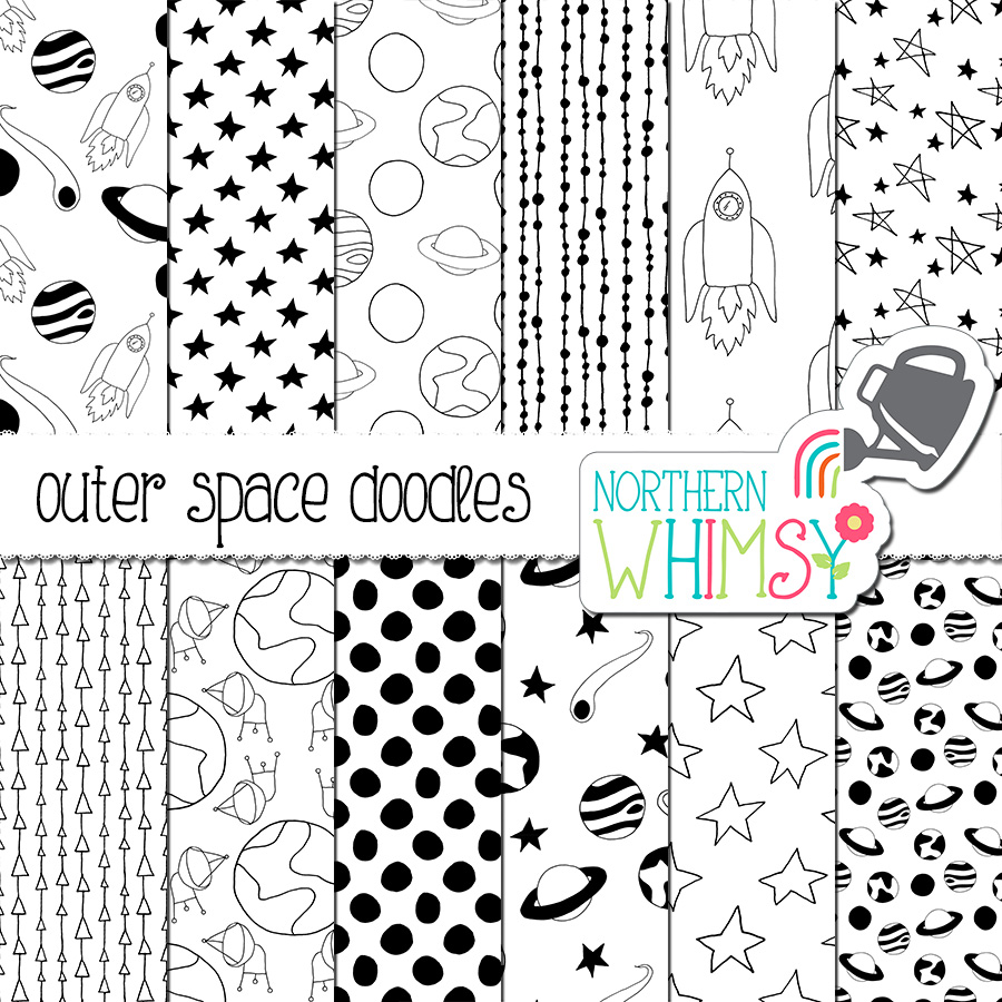 Black and White Space Digital Paper – Northern Whimsy Design