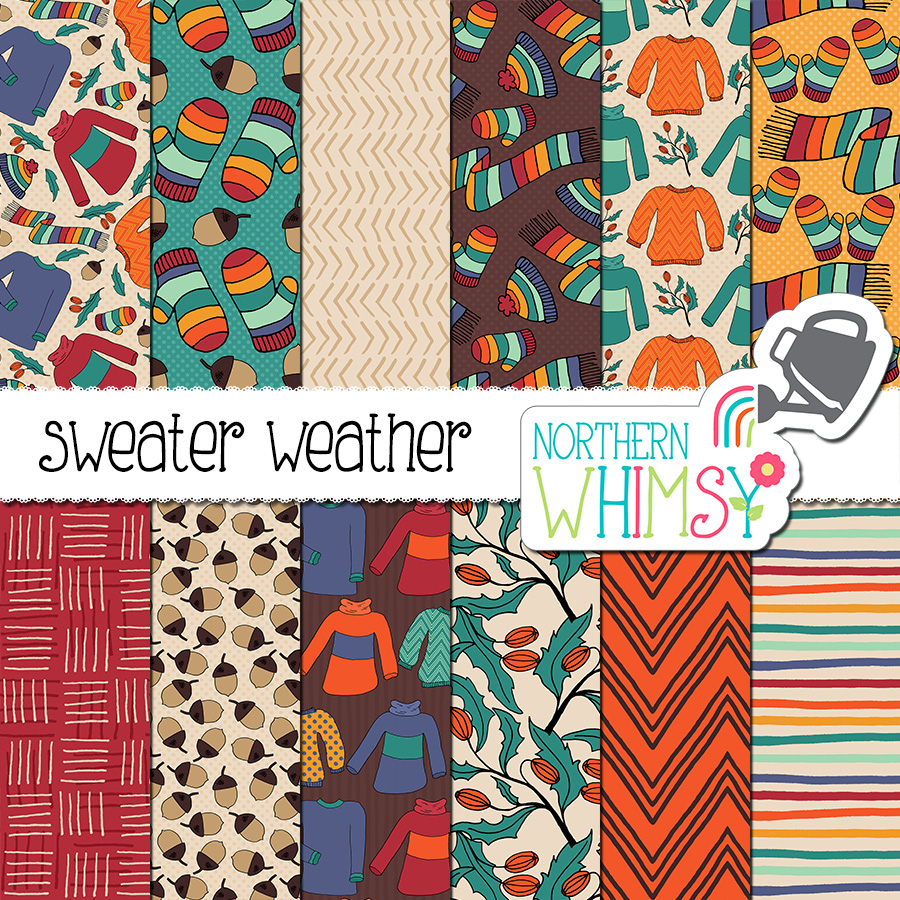 Retro Fall Digital Paper – Northern Whimsy Design