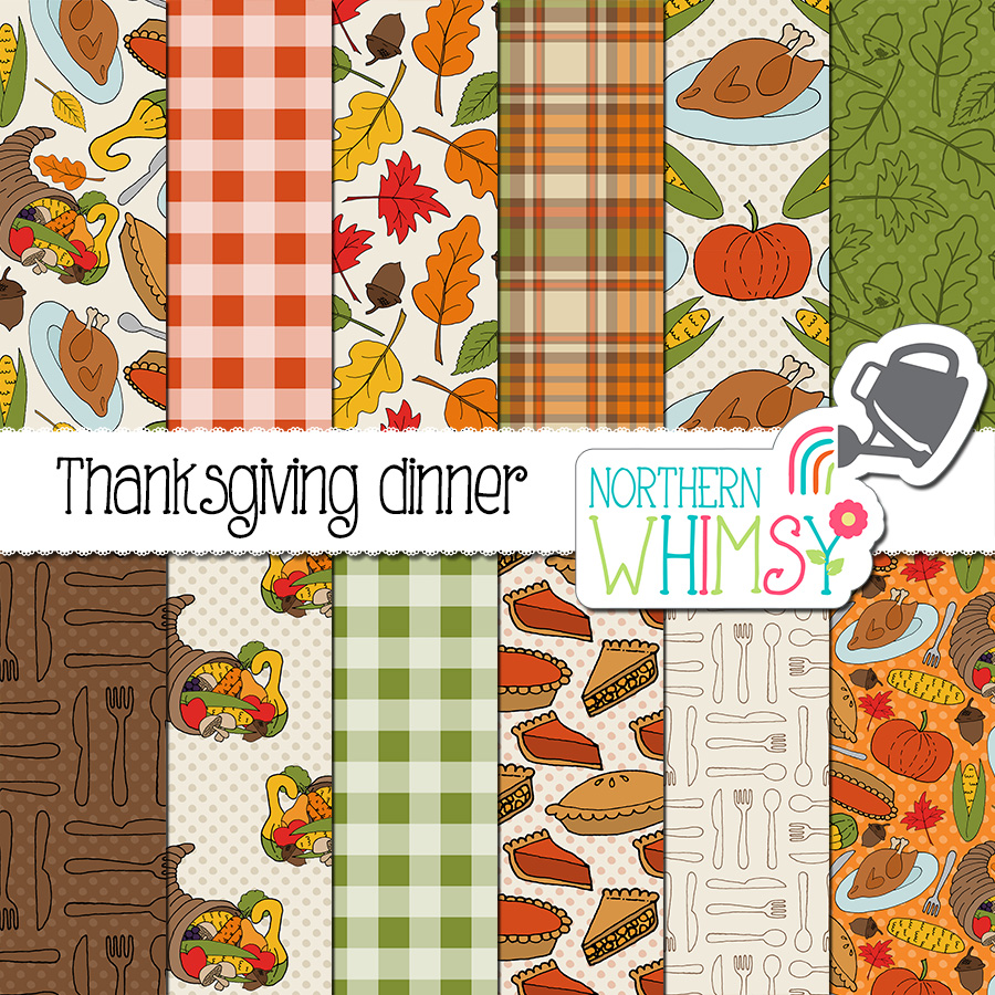 Thanksgiving Digital Paper – Northern Whimsy Design