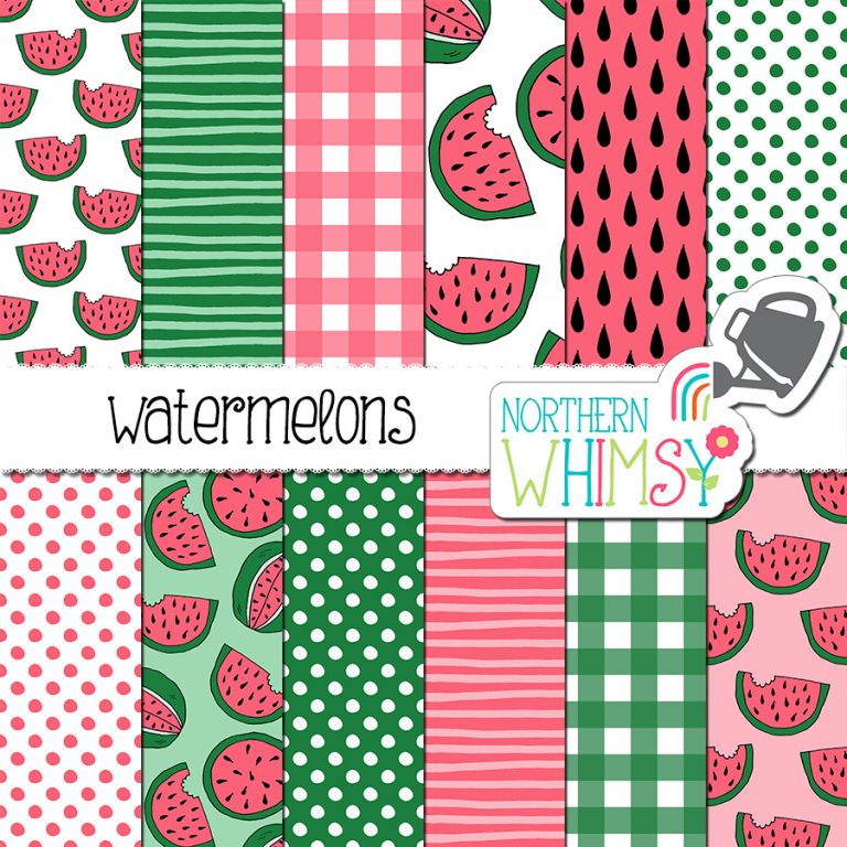 Watermelon Scrapbooking Paper – Northern Whimsy Design