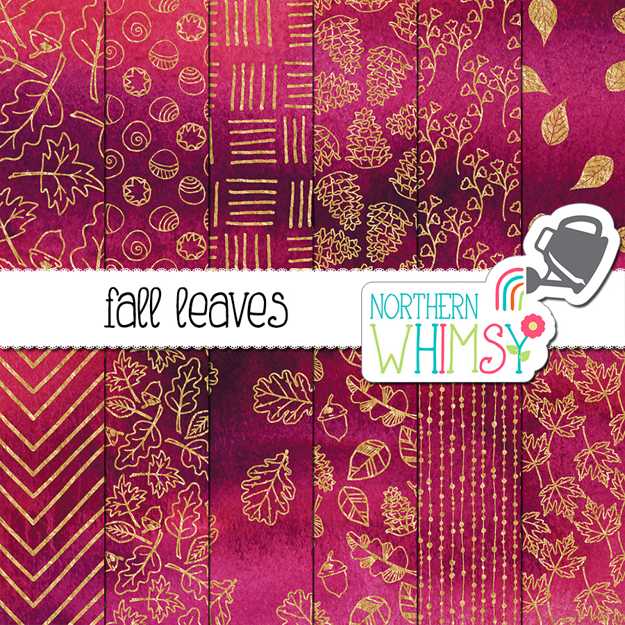 Purple Fall Leaves Digital Paper – Northern Whimsy Design