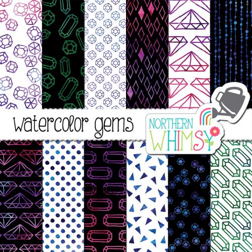 Diamonds Digital Paper - Gems Seamless Patterns – Northern Whimsy Design