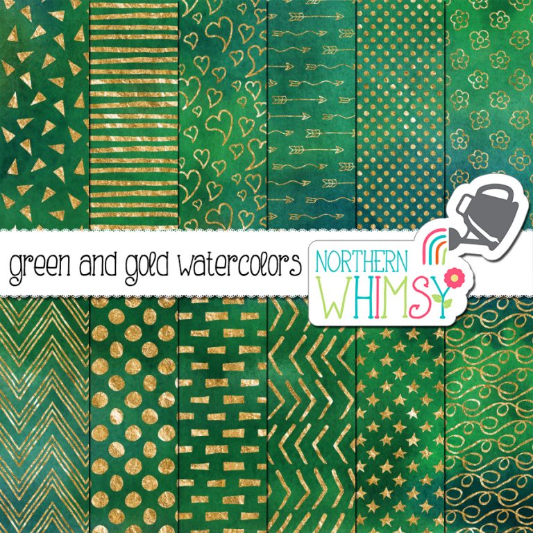 Green Watercolor Digital Paper – Northern Whimsy Design