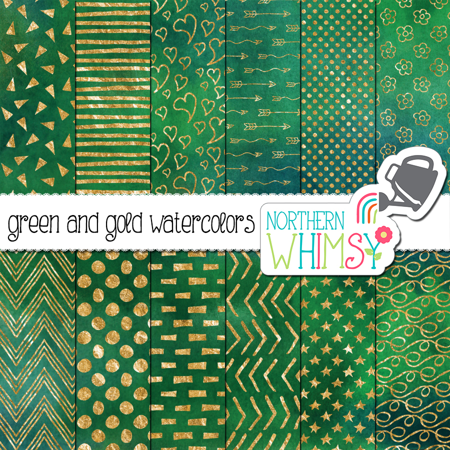Green Watercolor Digital Paper – Northern Whimsy Design