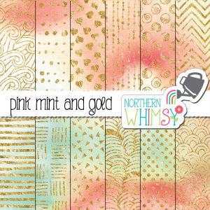 Pastel Watercolor Digital Paper - Pink Mint – Northern Whimsy Design