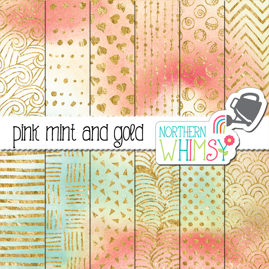 Pastel Watercolor Digital Paper - Pink Mint – Northern Whimsy Design