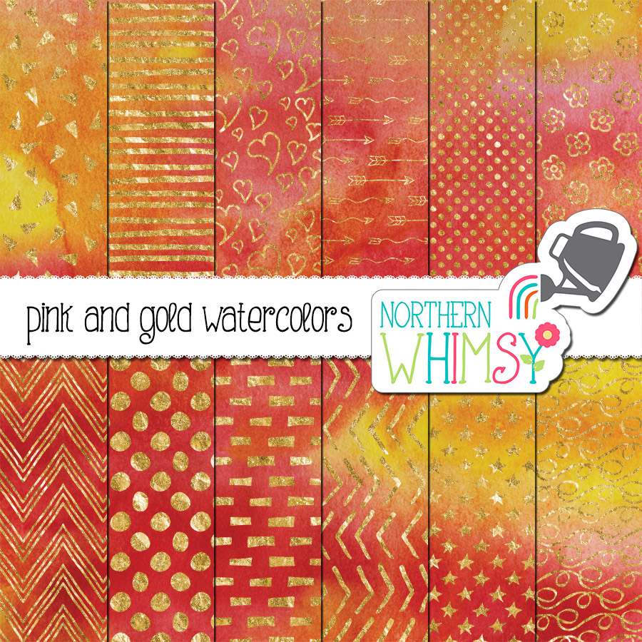 Bright Watercolor Digital Paper - Pink Yellow – Northern Whimsy Design