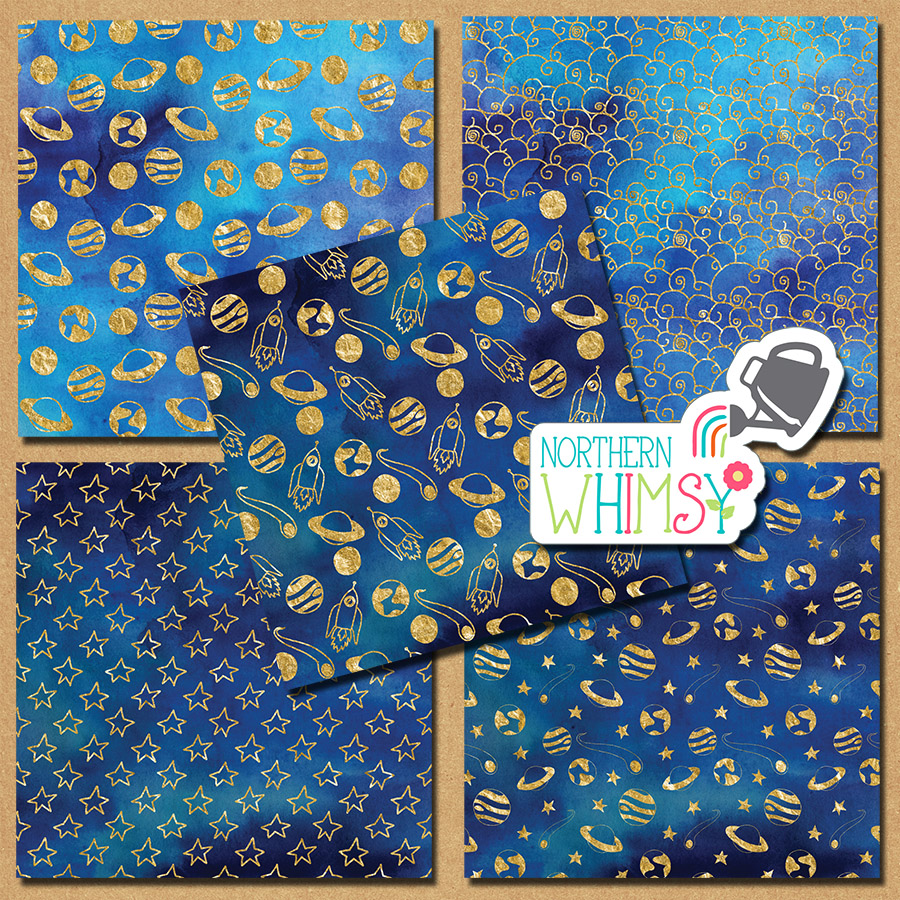 Commercial Use Space Digital Paper – Northern Whimsy Design