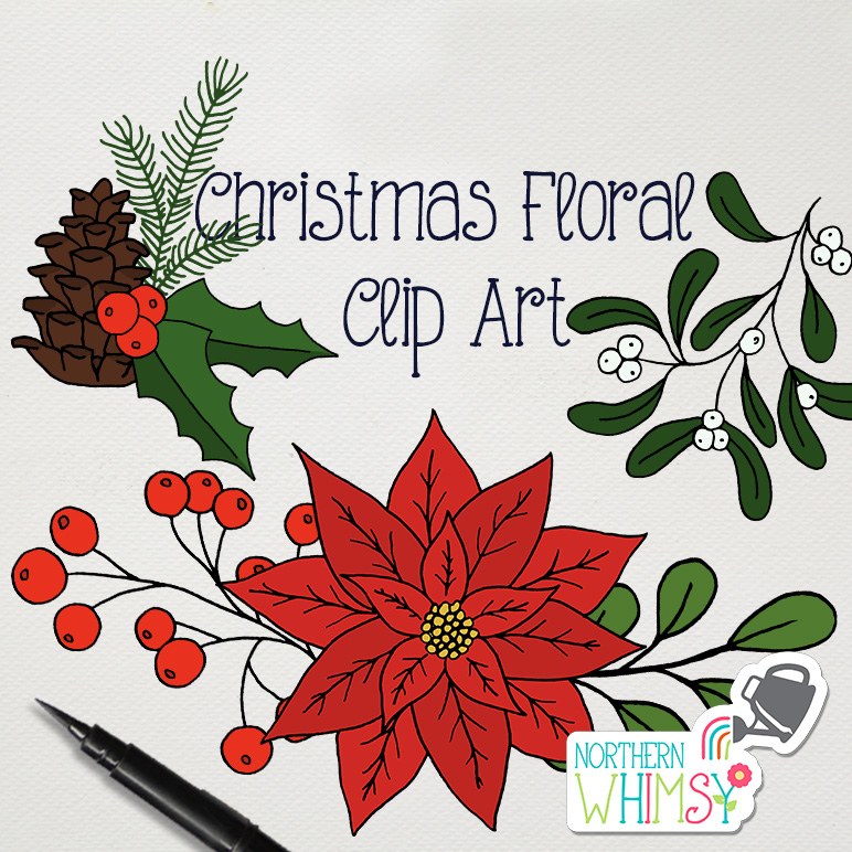 Christmas Floral Clipart – Northern Whimsy Design