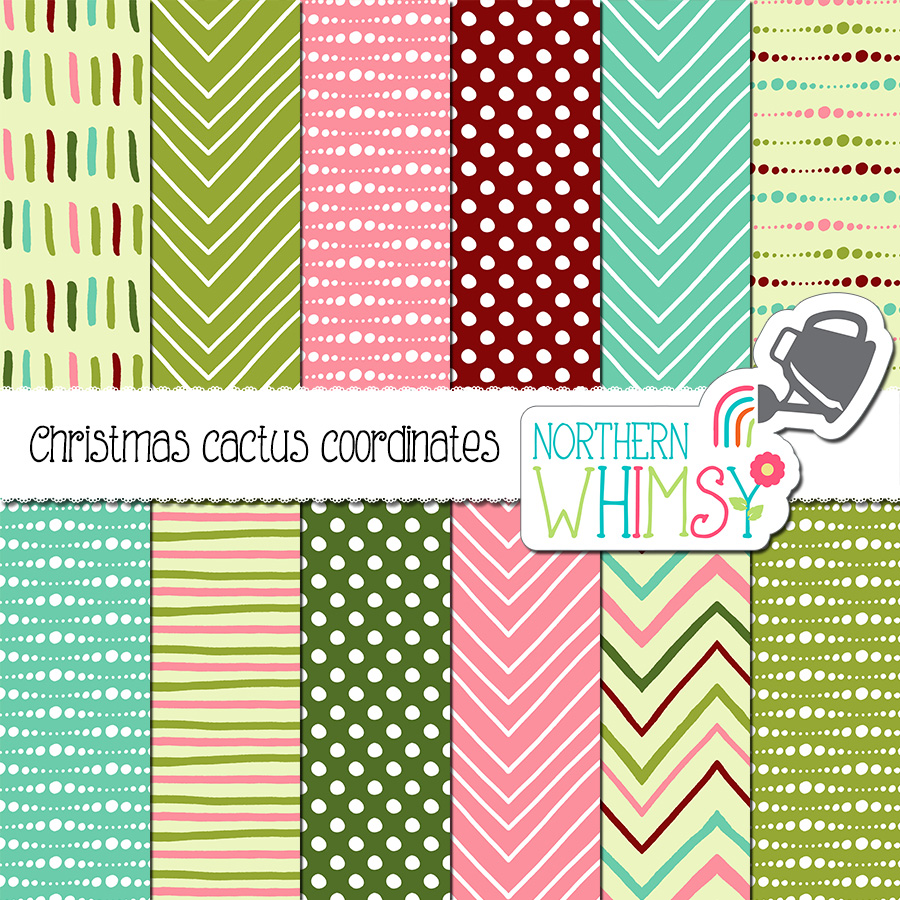 Christmas Cactus geometric seamless patterns – Northern Whimsy Design