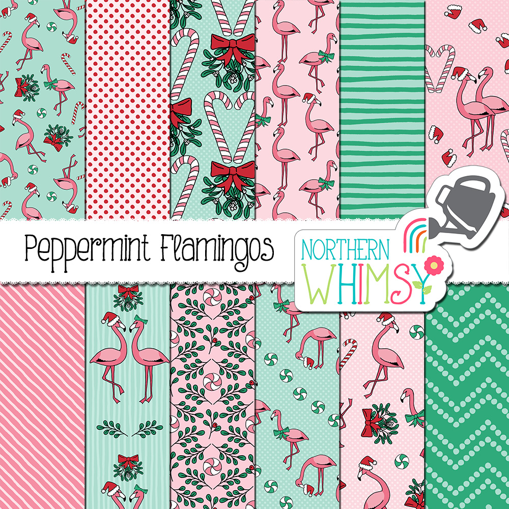 Peppermint Latte - Winter Digital Paper – Northern Whimsy Design