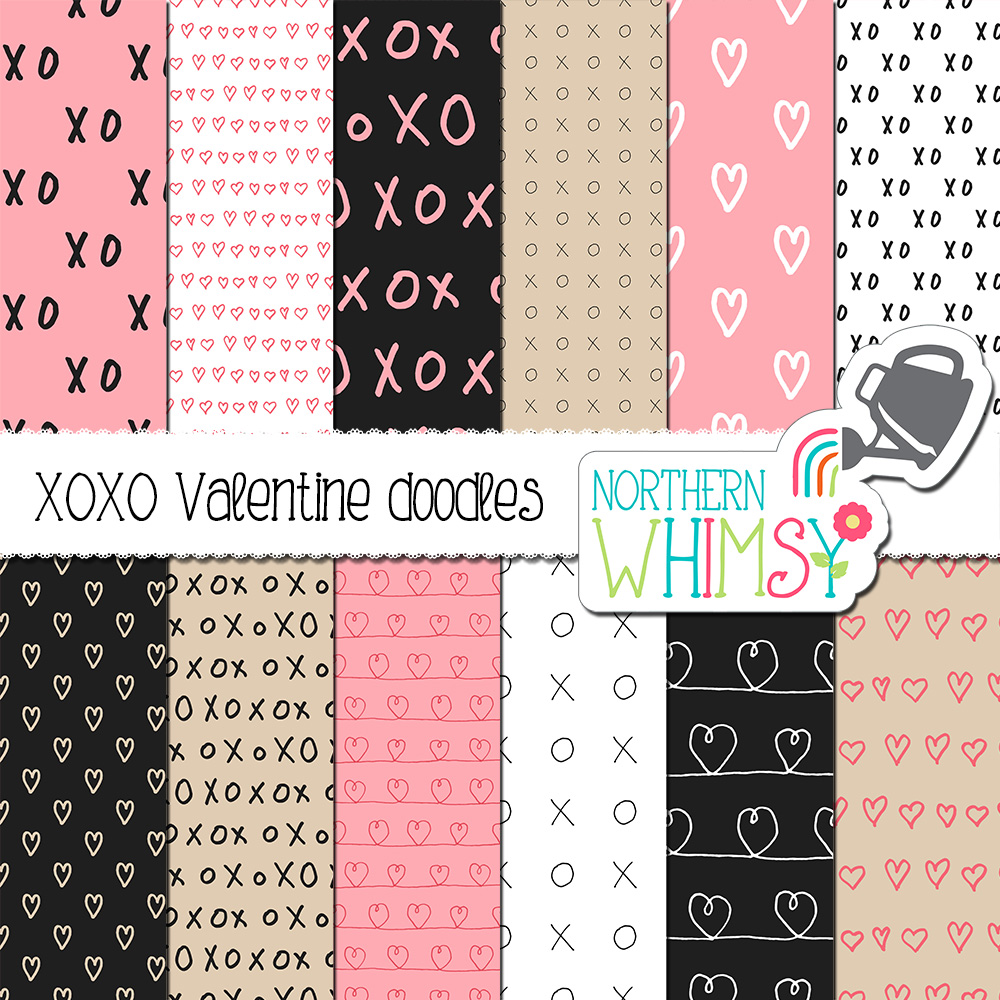 Valentines Seamless Patterns - XO Doodles – Northern Whimsy Design