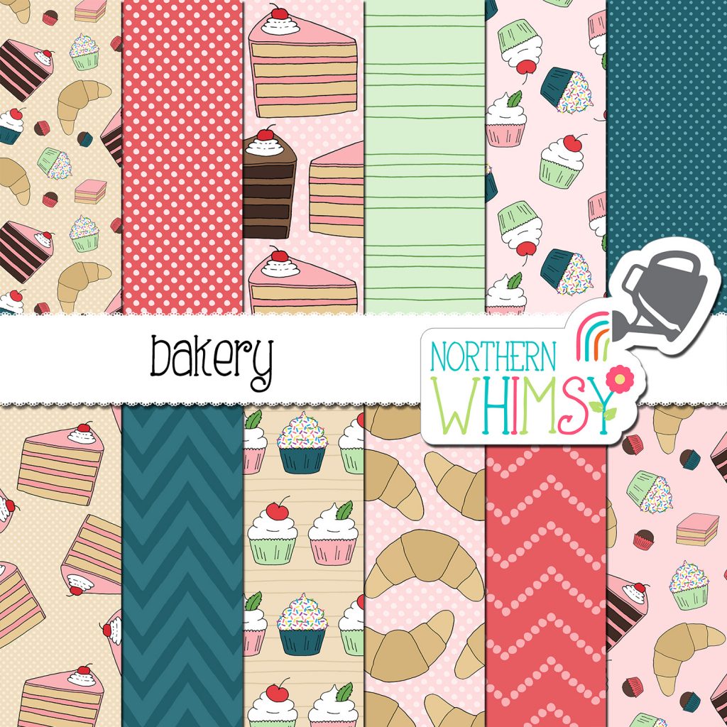 Bakery Digital Paper – Northern Whimsy Design