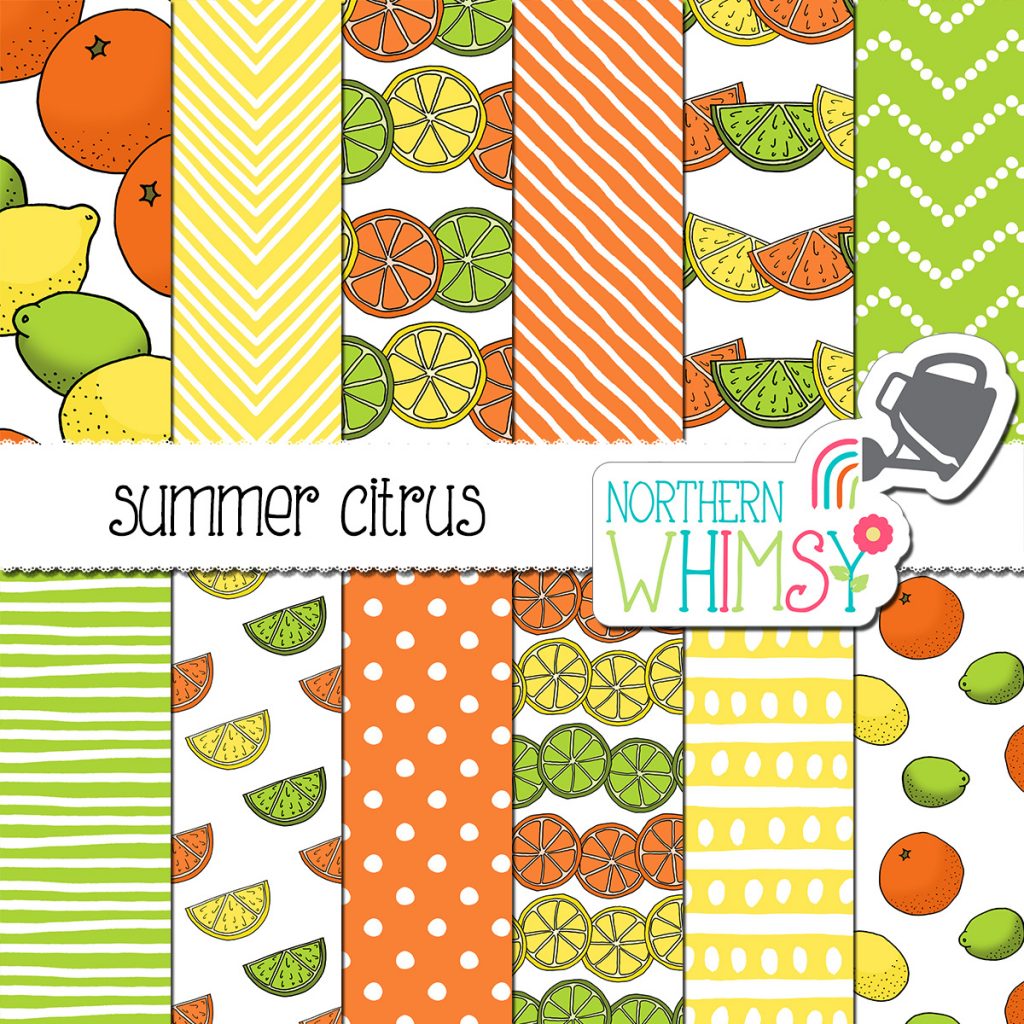 Summer Citrus Digital Paper – Northern Whimsy Design