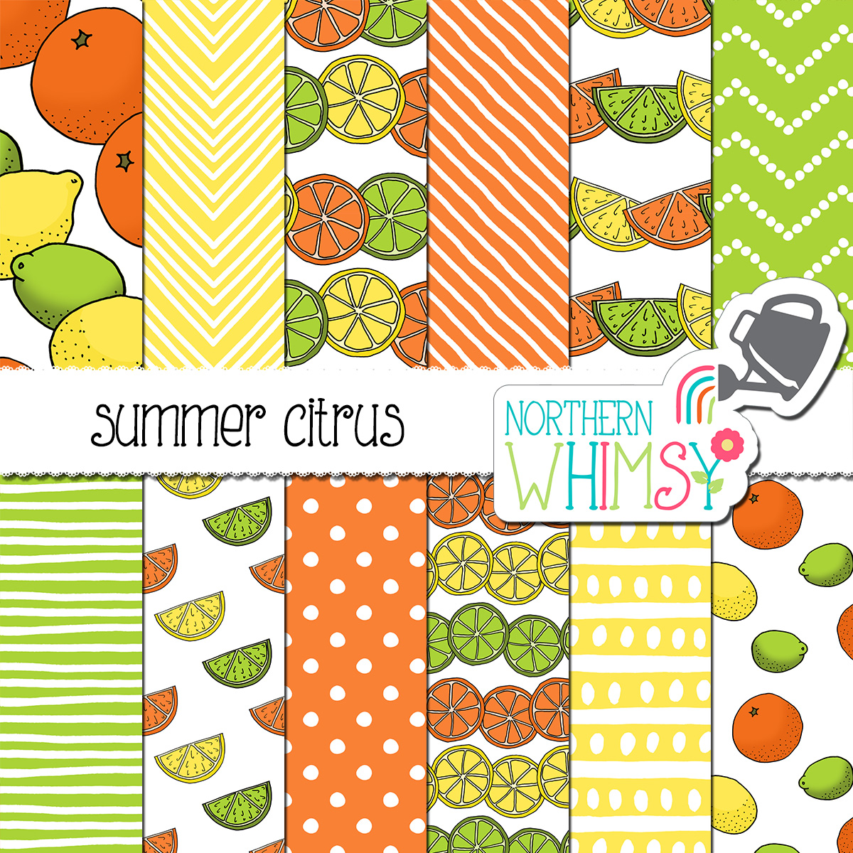Summer Citrus Digital Paper – Northern Whimsy Design